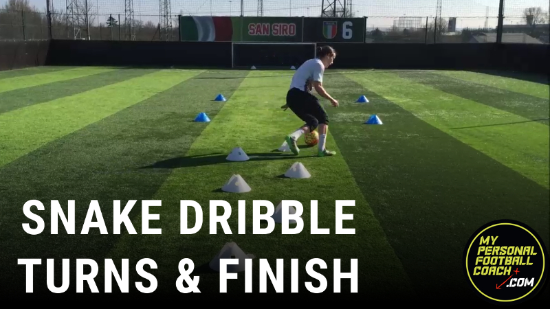 Soccer Training Drill - Snake Dribble, Soccer Turns & Finish